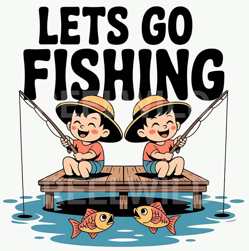 Let’s Go Fishing – Cute Kids Fishing Clipart Bundle | Retro Cartoon ...