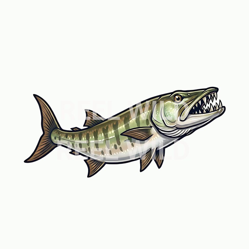 Aggressive Muskie Fish PNG | Trophy Musky Fishing Art | Predator Fish ...