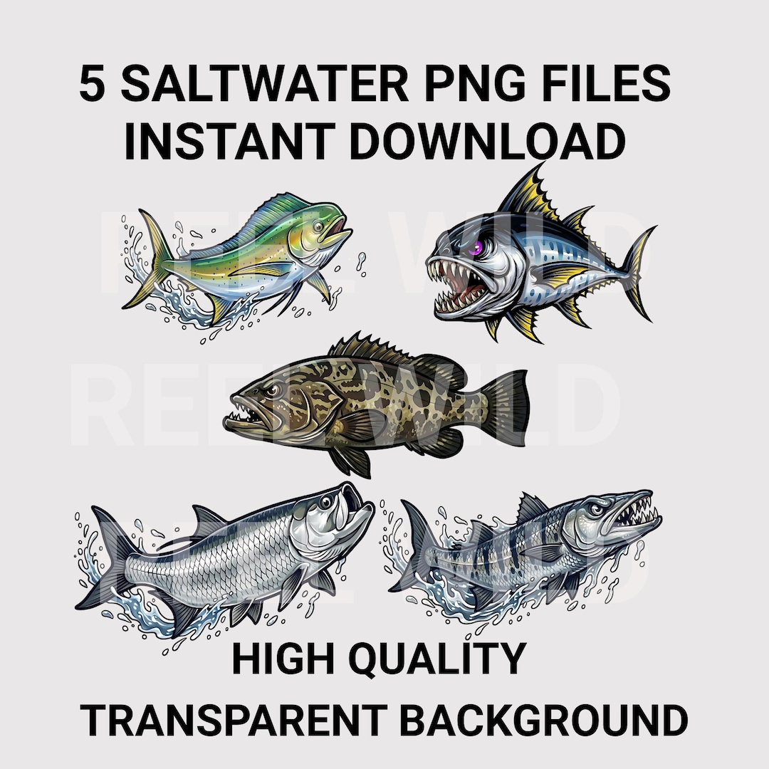 Angry Saltwater Fish Mega Bundle - Vector Fishing Graphics for T-shirts ...