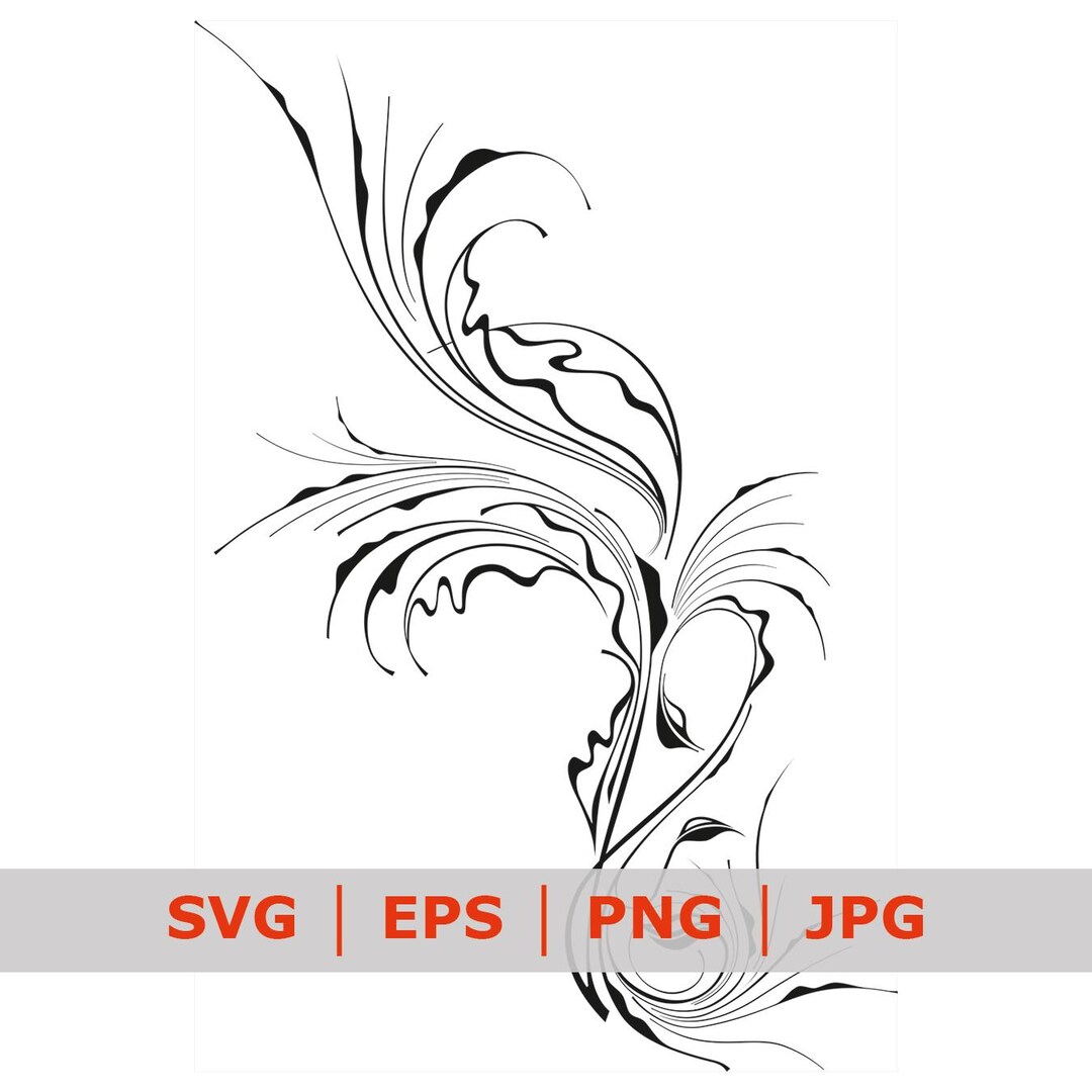 Vector Floral Ornament for Stencil Isolated. Stem, Leaf, Curve ...