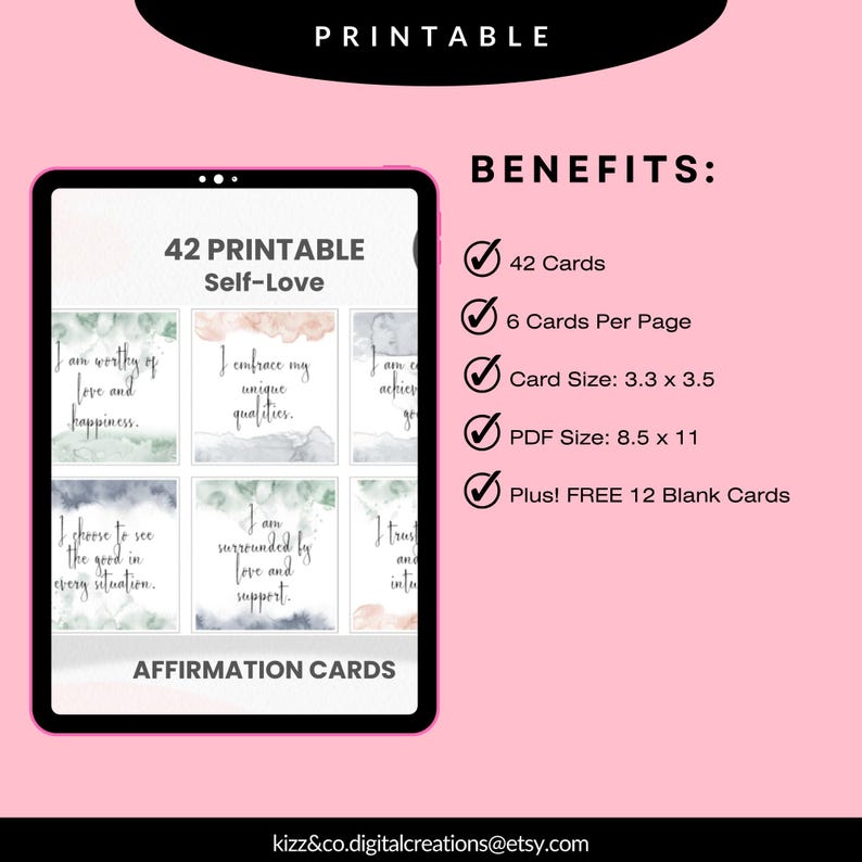 42 Printable Self Love Affirmation Cards - Etsy