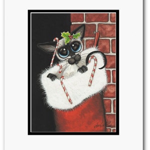 Siamese Cat - Christmas Stocking Stuffer - Art Print by Bihrle Ck327 - Etsy