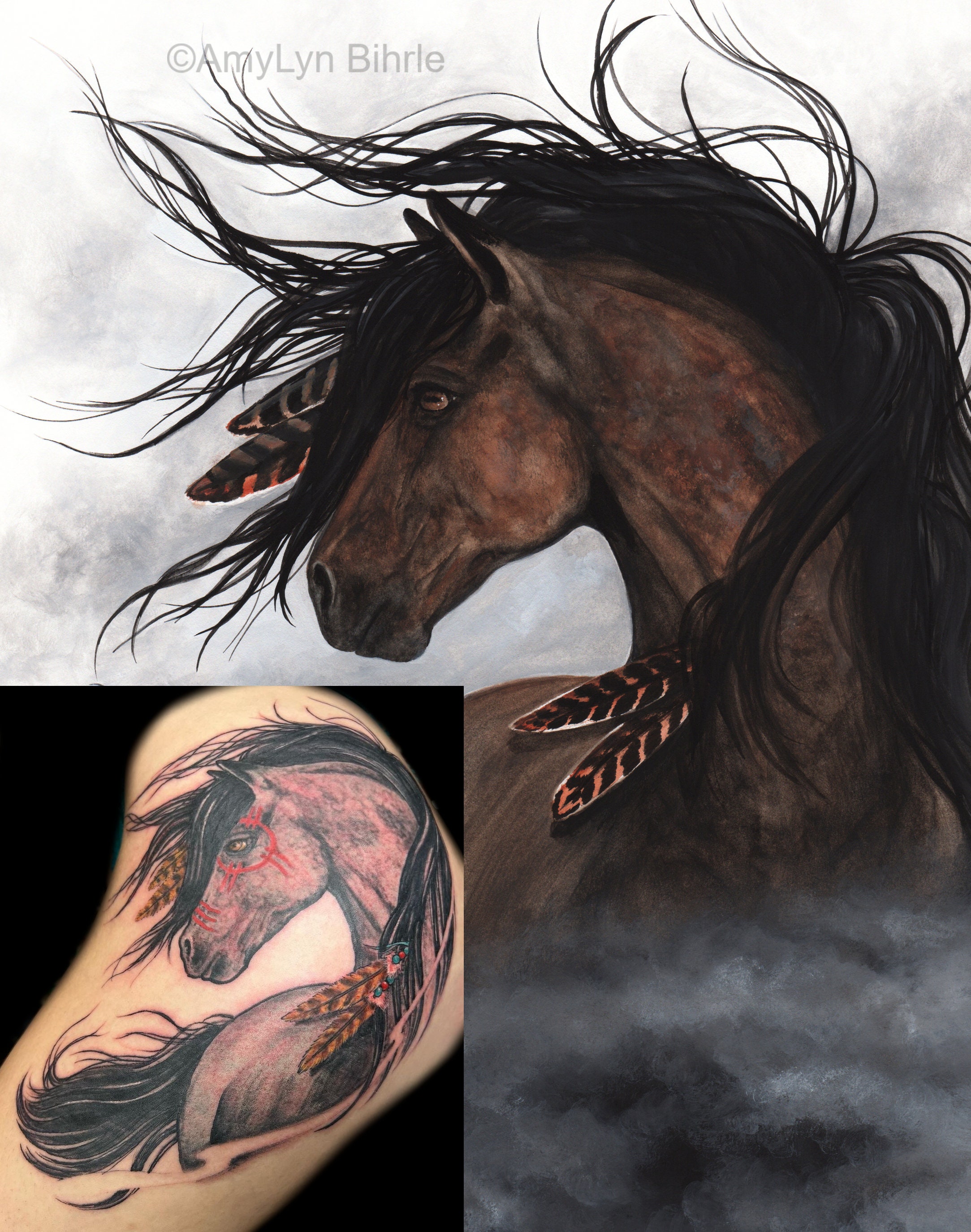 Watercolor Jumping Horse Tattoo