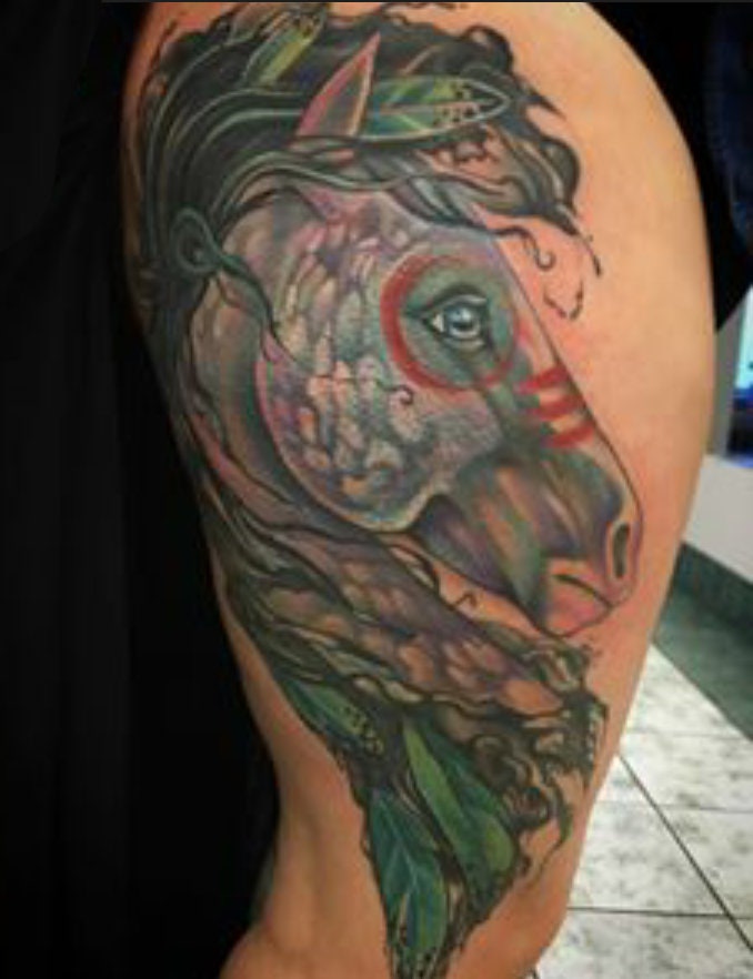 Zombie Horse Head Tattoo at Marcus Dacomb blog