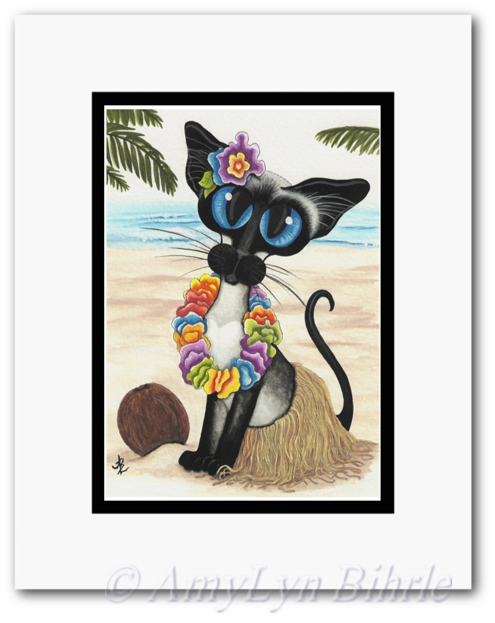 Siamese Cat Hawaiian Luau - Art Print by Bihrle Ck359 - Etsy