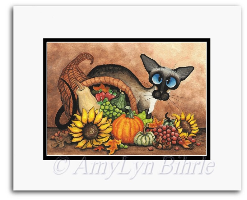 Siamese Cat Harvest Autumn Abundance Cornucopia Giving Thanks - Etsy