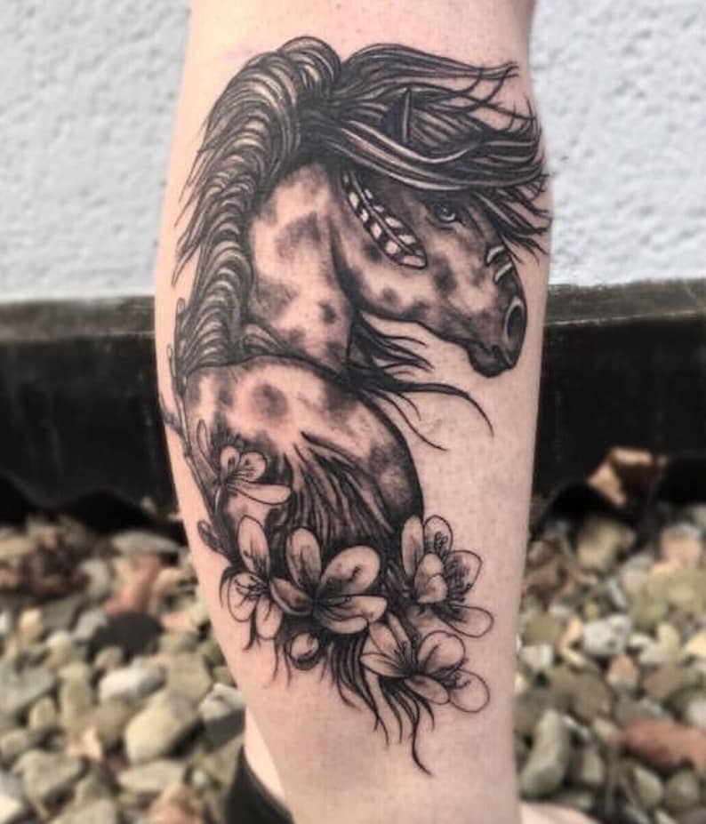 Dappled Grey Horse Tattoo Pass Design: Customizable Digital Download ...