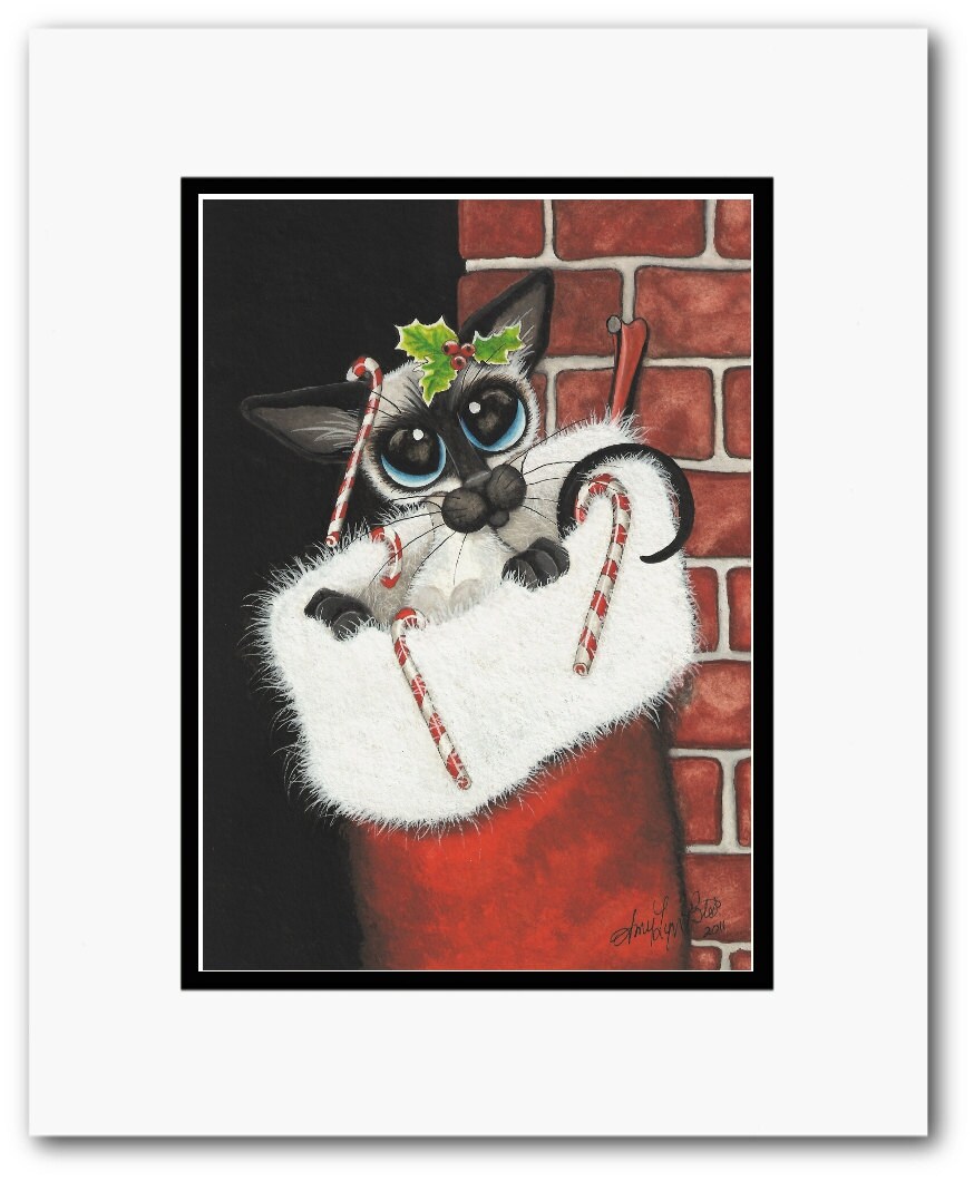Siamese Cat - Christmas Stocking Stuffer - Art Print by Bihrle Ck327 - Etsy