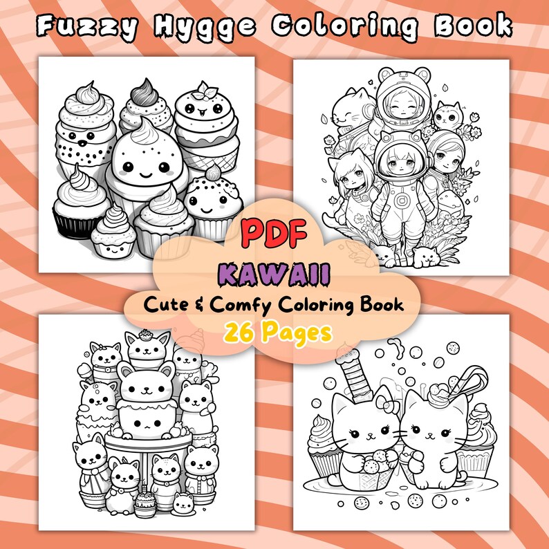 Kawaii Coloring Book, Kleurboek +26 Pages Pdf Spaces Coloring, Coloring ...