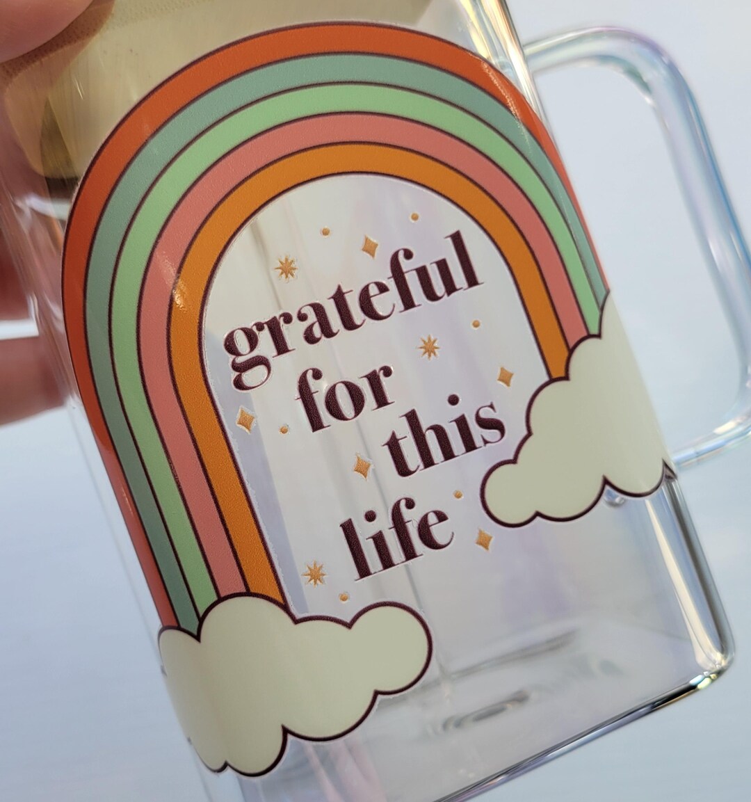 Cute Square Glass Tumbler With Lid & Straw - Etsy