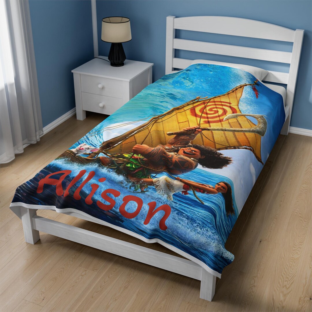 Personalized Moana Cozy Velveteen Plush Blanket Soft Cars Theme for ...