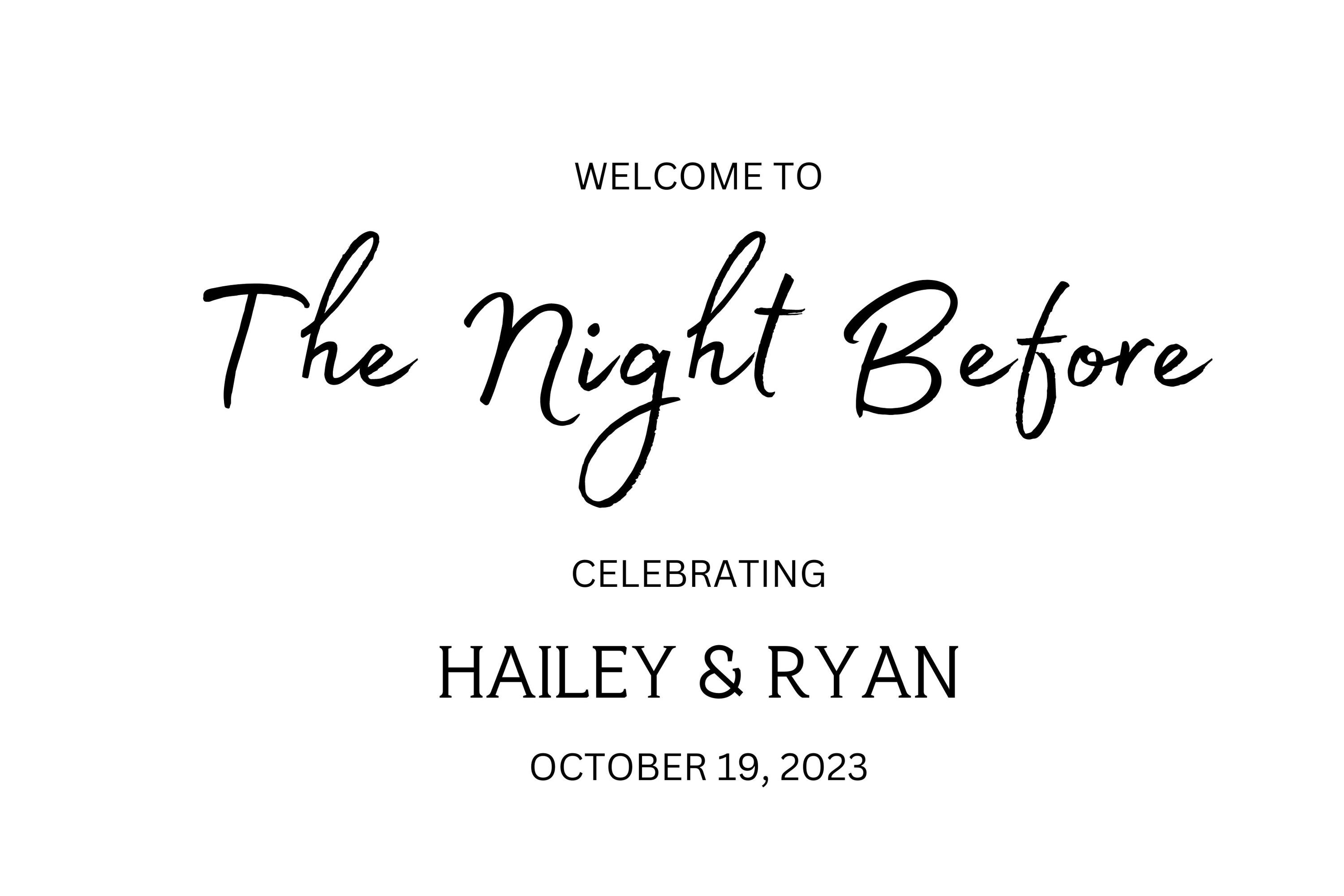 The Night Before Welcome Sign Template, Rehearsal Dinner Welcome Sign ...