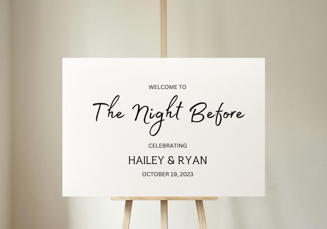 The Night Before Welcome Sign Template, Rehearsal Dinner Welcome Sign ...