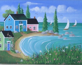 Beach folk art | Etsy