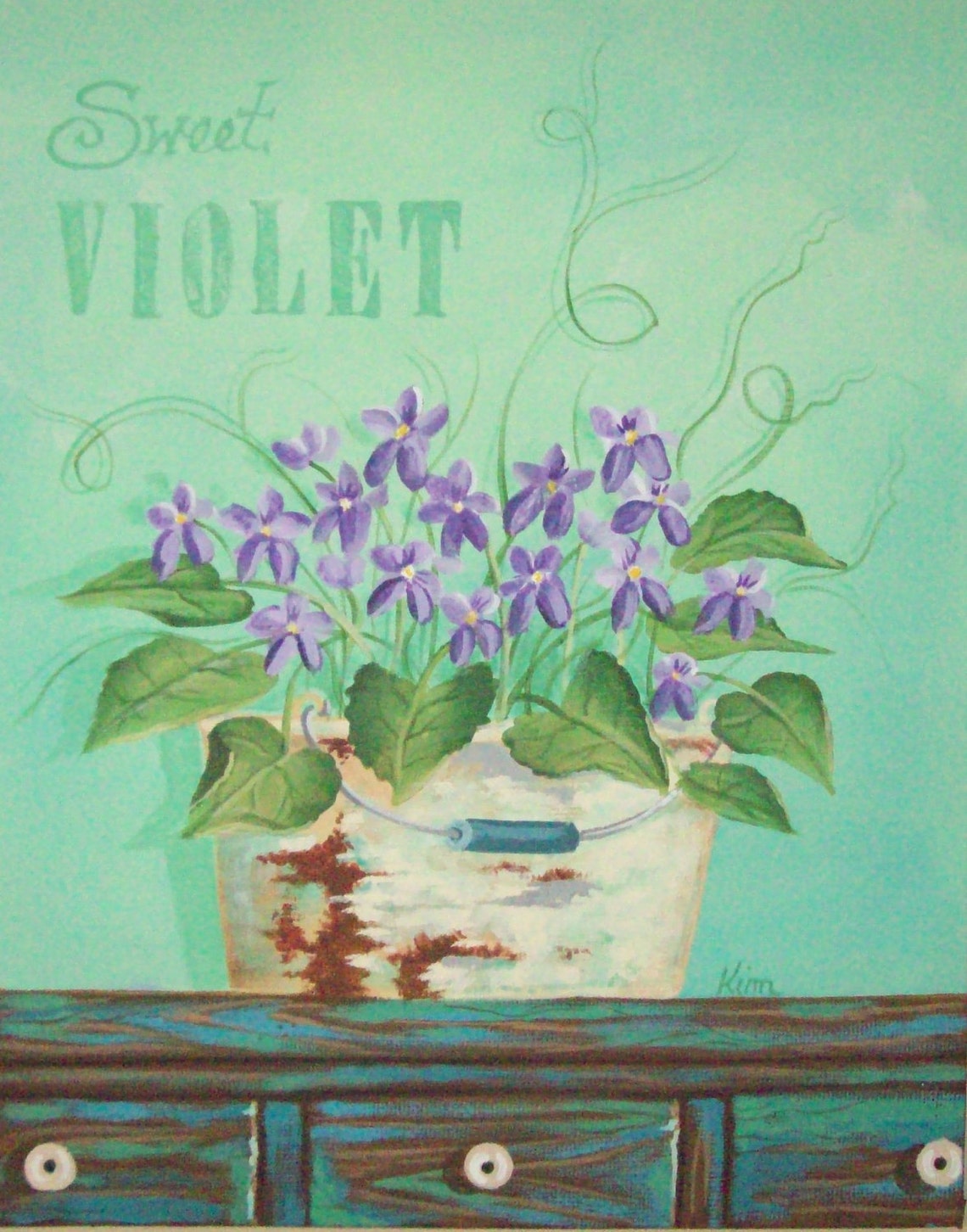 Sweet Violets Folk Art Print - Etsy