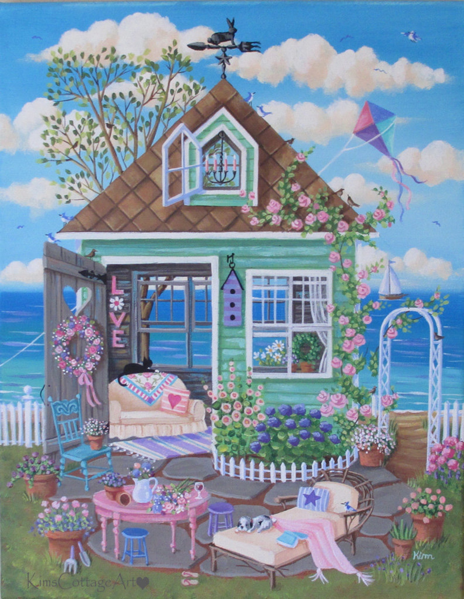 Folk Art Print ~ Cottage Wall Art ~she Shed - Etsy