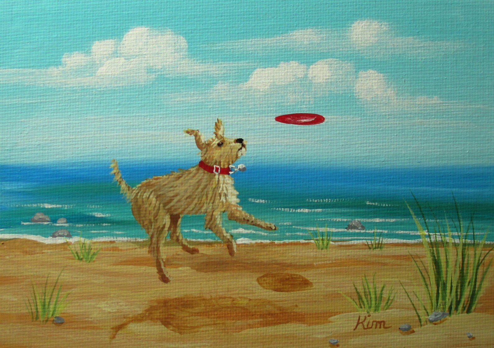 Frisbee Folk Art Print | Etsy