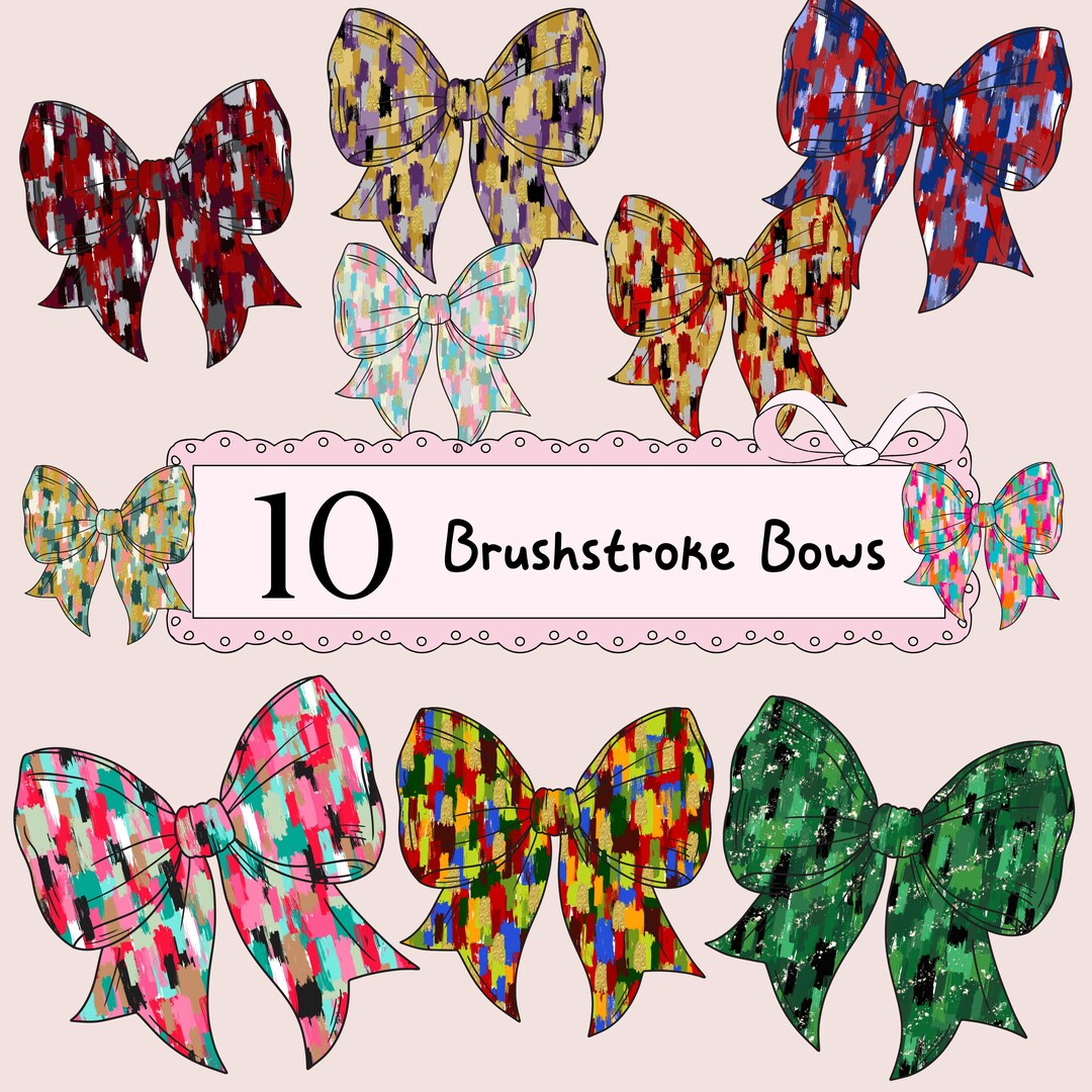 Brush Strokes Bows PNG, Brushstroke Coquette Bow PNG Download ...