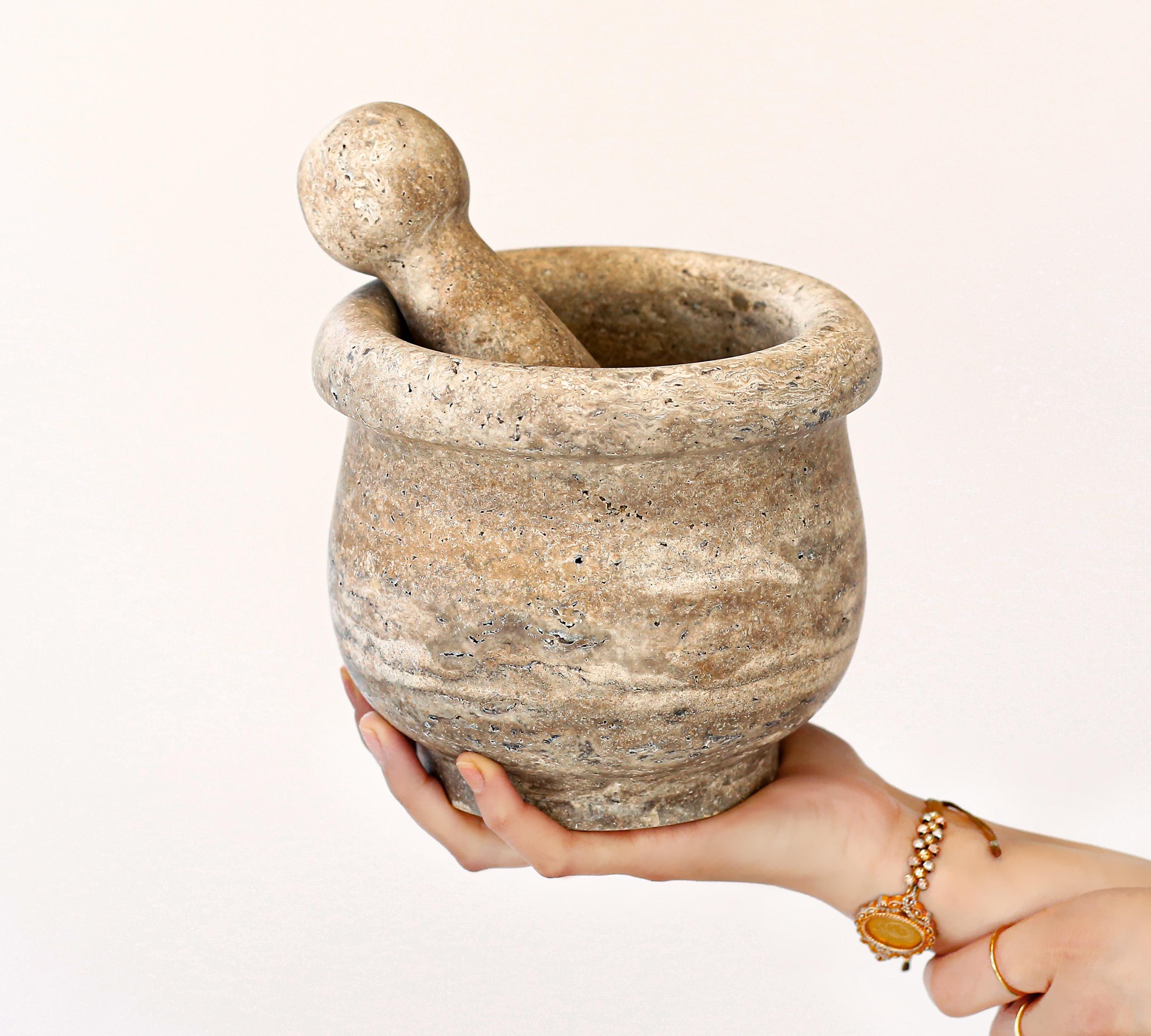 Terra Giant - Ultra Large Travertine Mortar and Pestle: Handmade Stone ...