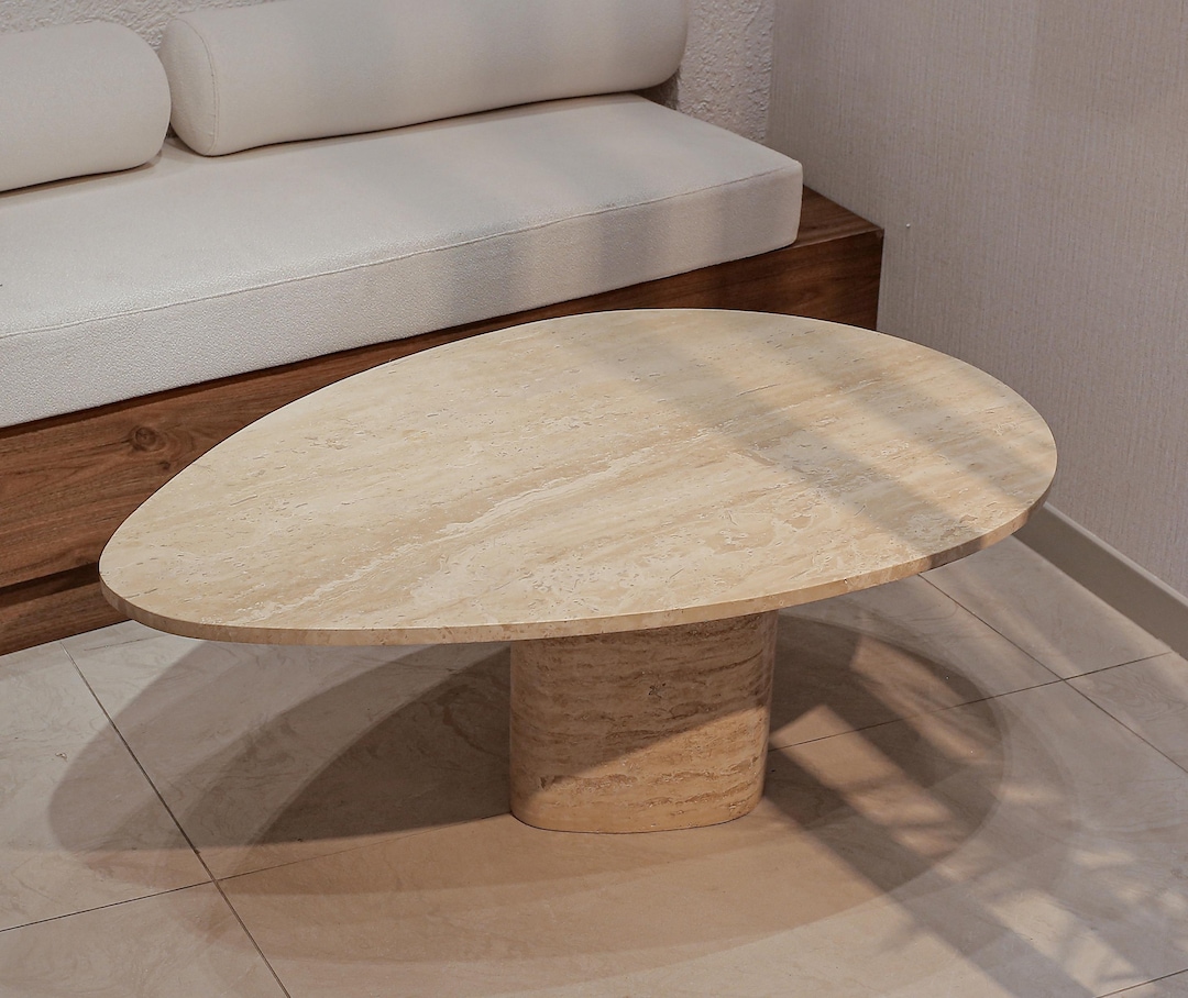 Basilica - 47.2" (120cm) Beige Travertine Table : Natural Stone Coffee ...