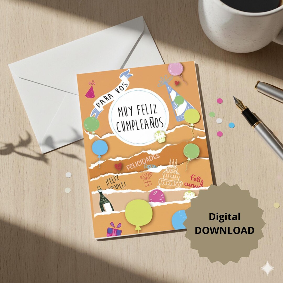 Printable Spanish Birthday Card, Printable Birthday Card, Emotional ...