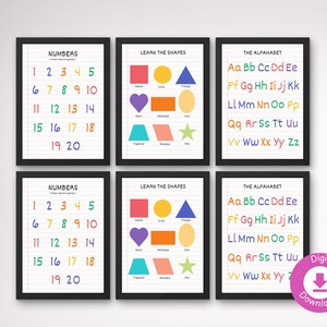 Ultimate Kids Learning Poster Bundle Alphabet, Numbers, Shapes, Colors ...