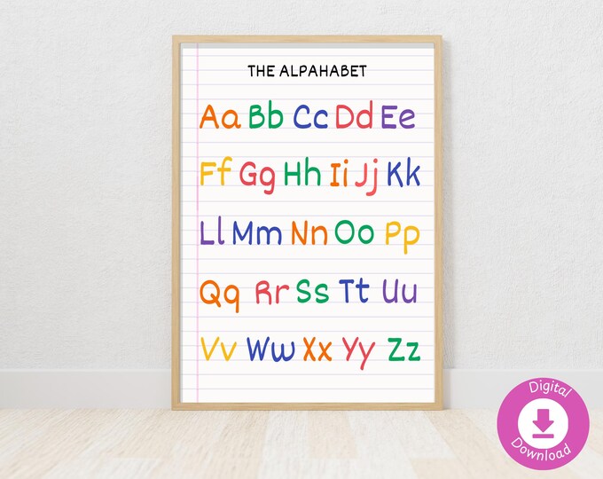Pastel Alphabet Poster for Kids Colorful Educational Wall Art for ...