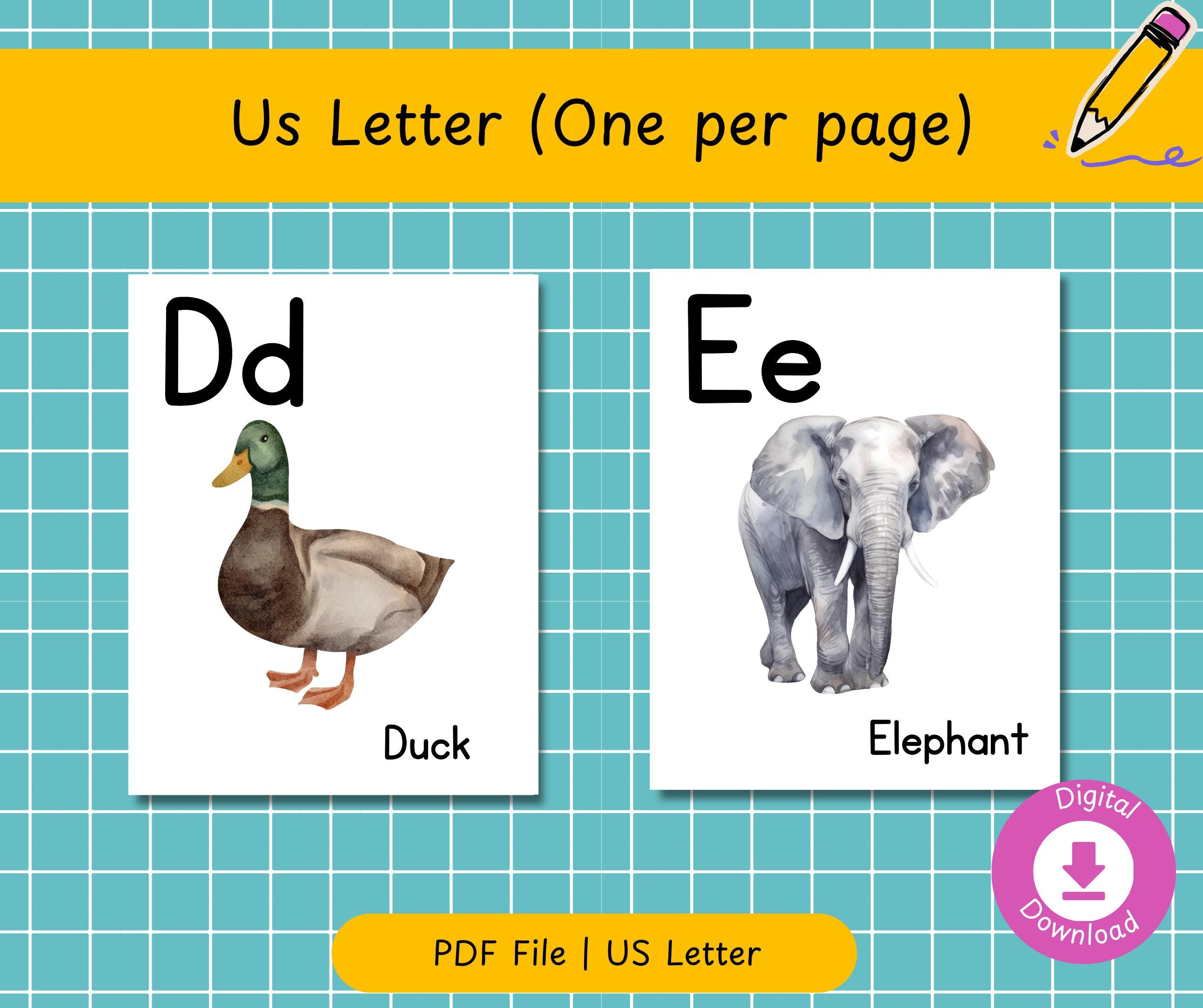 Animal Alphabet Poster for Kids, Educational Wall Art, Nursery Decor, A ...