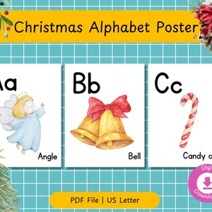 Christmas Alphabet Poster & Flashcards for Kids Winter Festive Fun ...