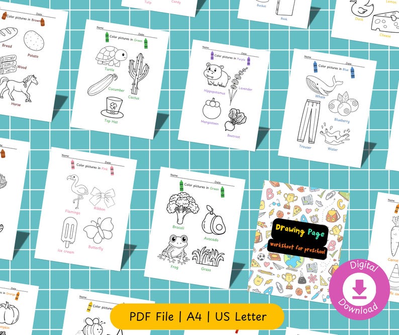 Matching Worksheets & Coloring Pages Bundle Fun Printable Pack for Kids ...