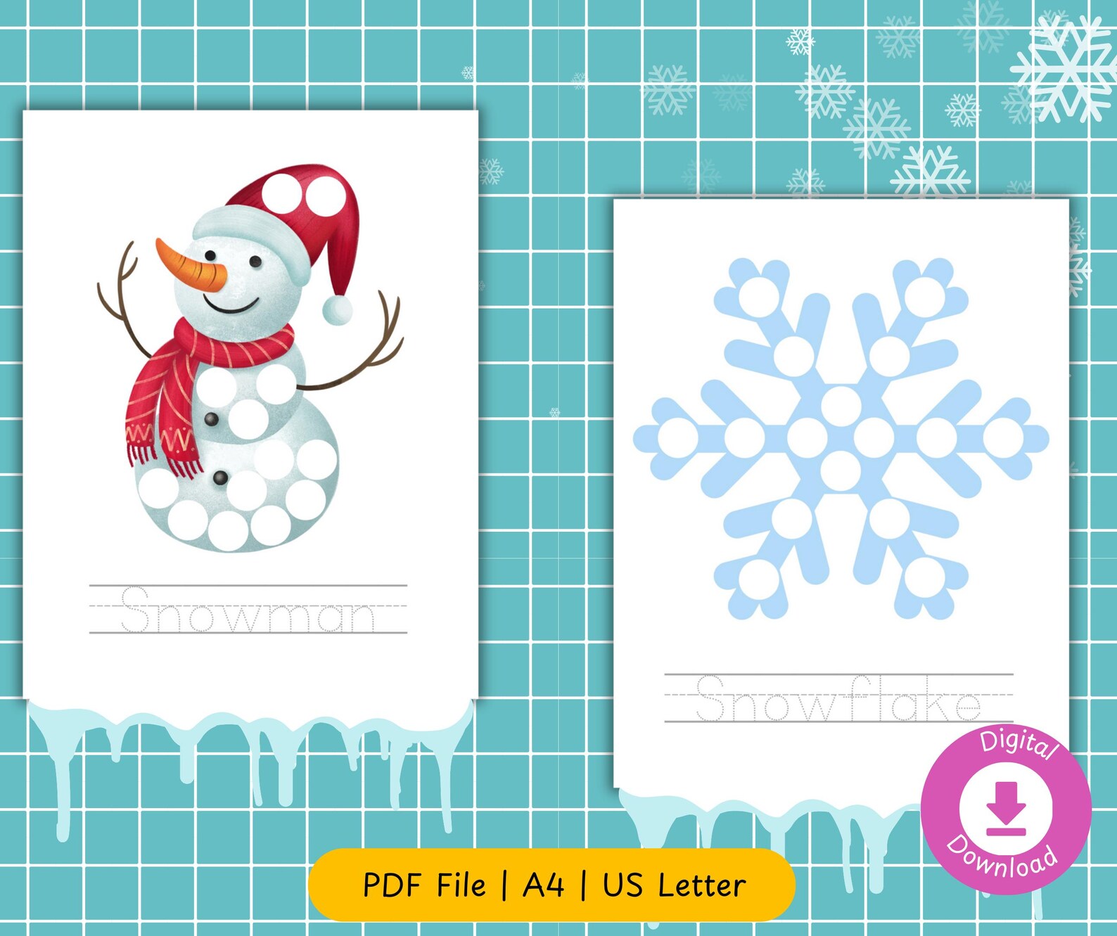 Winter Coloring Worksheet Activity Do a Dot Coloring Pages for Kids ...
