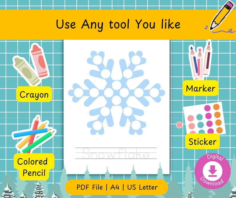 Winter Coloring Worksheet Activity Do a Dot Coloring Pages for Kids ...