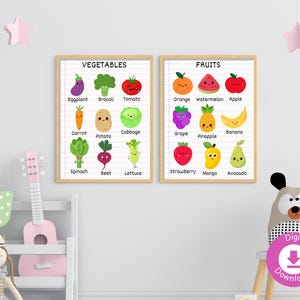Fruit & Vegetable Poster Bundle for Kids Educational Wall Art for ...