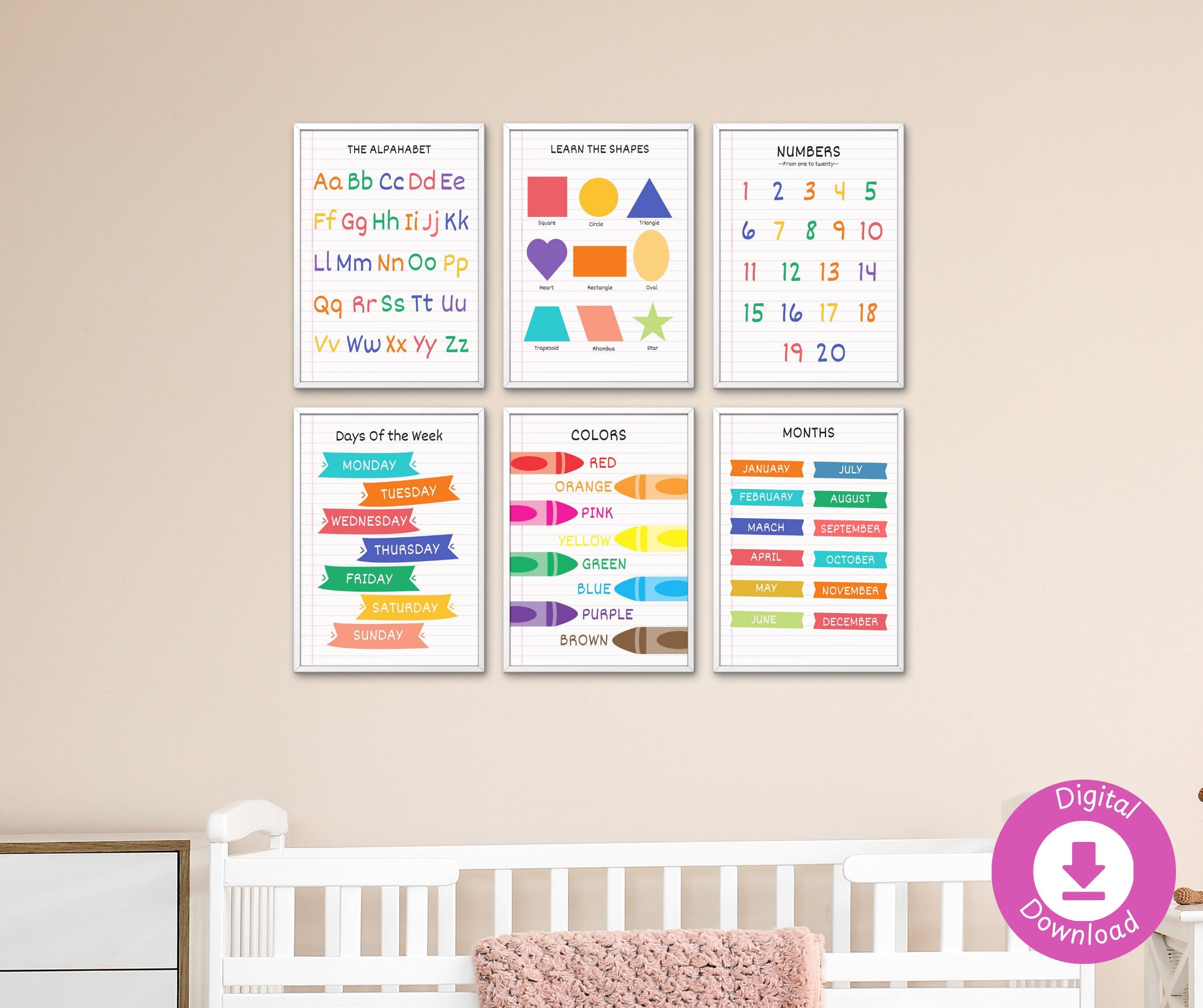 Ultimate Kids Learning Poster Bundle Alphabet, Numbers, Shapes, Colors ...