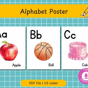 Alphabet Poster for Kids Educational ABC Chart for Preschool ...