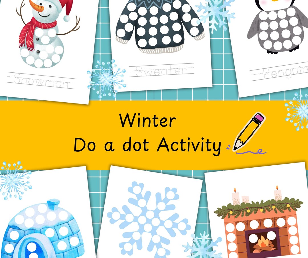 Winter Coloring Worksheet Activity Do a Dot Coloring Pages for Kids ...