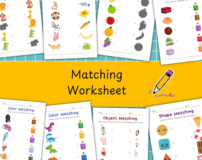 Printable Matching Worksheets Educational Activity for Toddlers ...