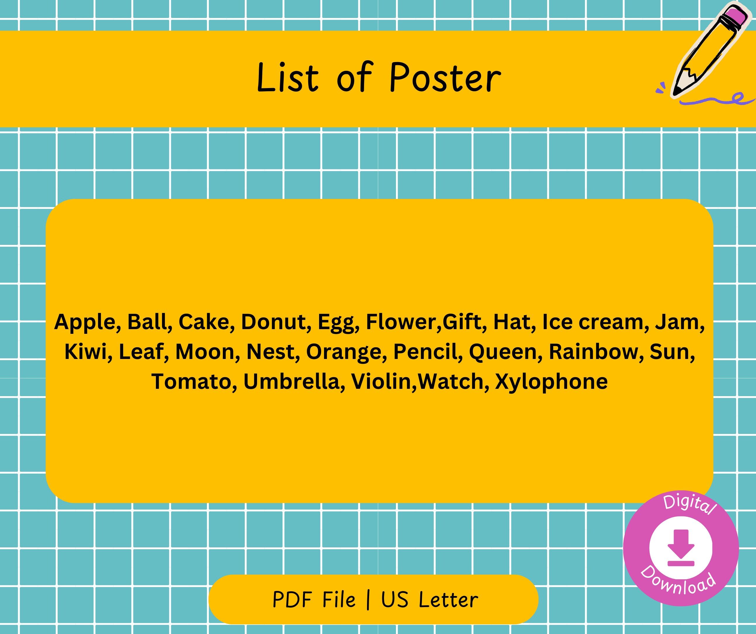 Alphabet Poster for Kids Educational ABC Chart for Preschool ...