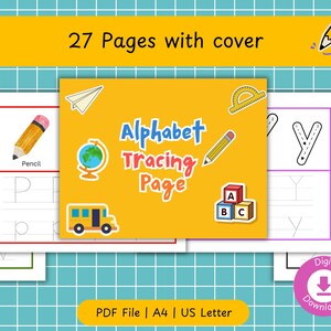 Printable Alphabet Tracing Worksheet for Kids Fun & Educational ABC ...