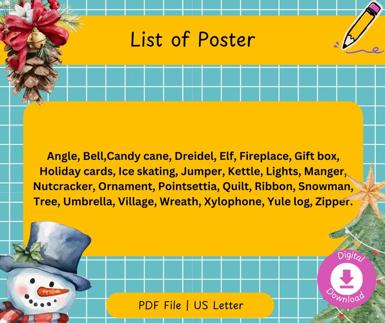 Christmas Alphabet Poster & Flashcards for Kids Winter Festive Fun ...