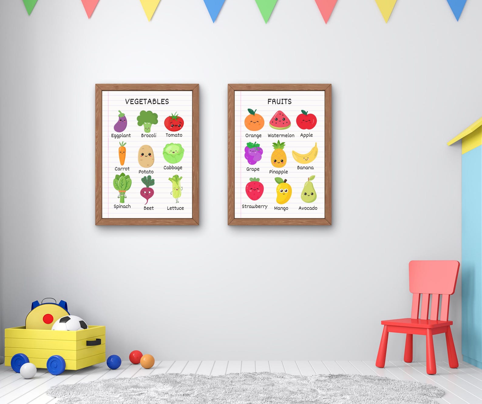 Fruit & Vegetable Poster Bundle for Kids Educational Wall Art for ...