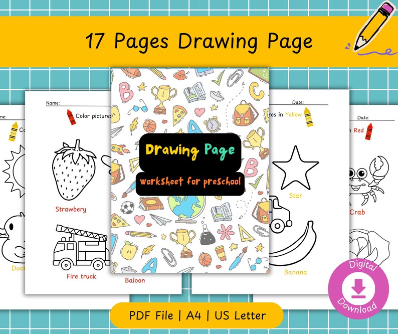 Matching Worksheets & Coloring Pages Bundle Fun Printable Pack for Kids ...