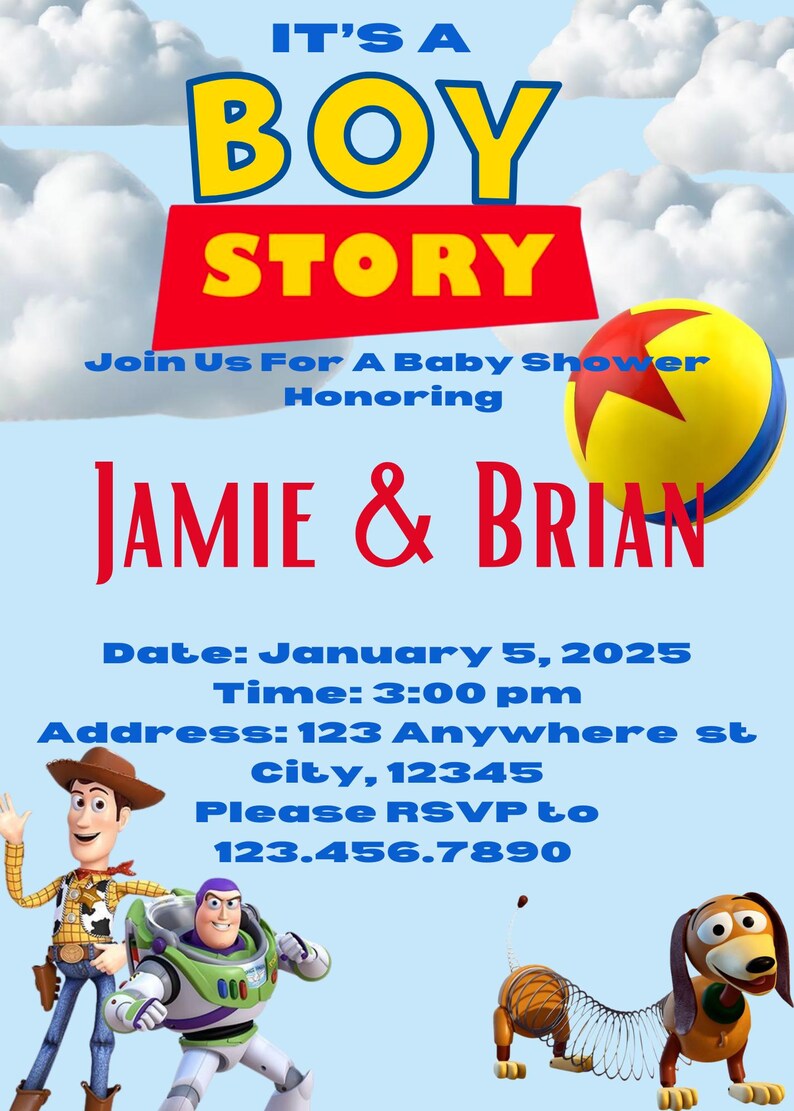 Customizable Digital Toy Story Baby Shower Invitation Template - Etsy
