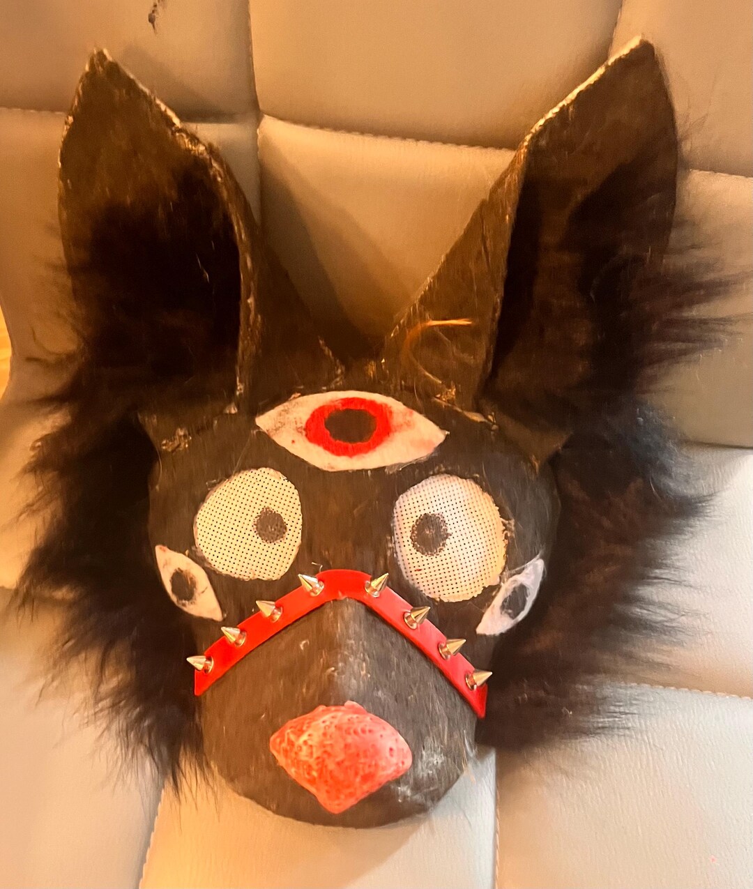Black Demon Wolf Dog Mask, Hand Made, Therian, Furry, Cosplay ...