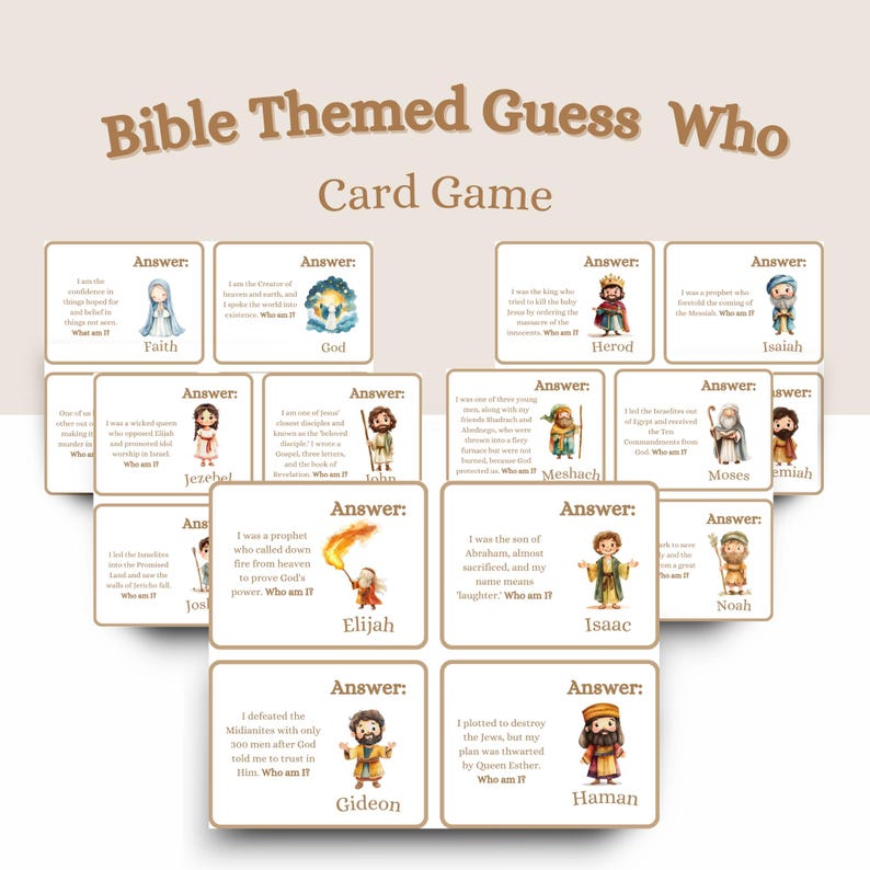 Bible Game, Bible Guess Who, Christian Faith, Bible Game for Kids ...