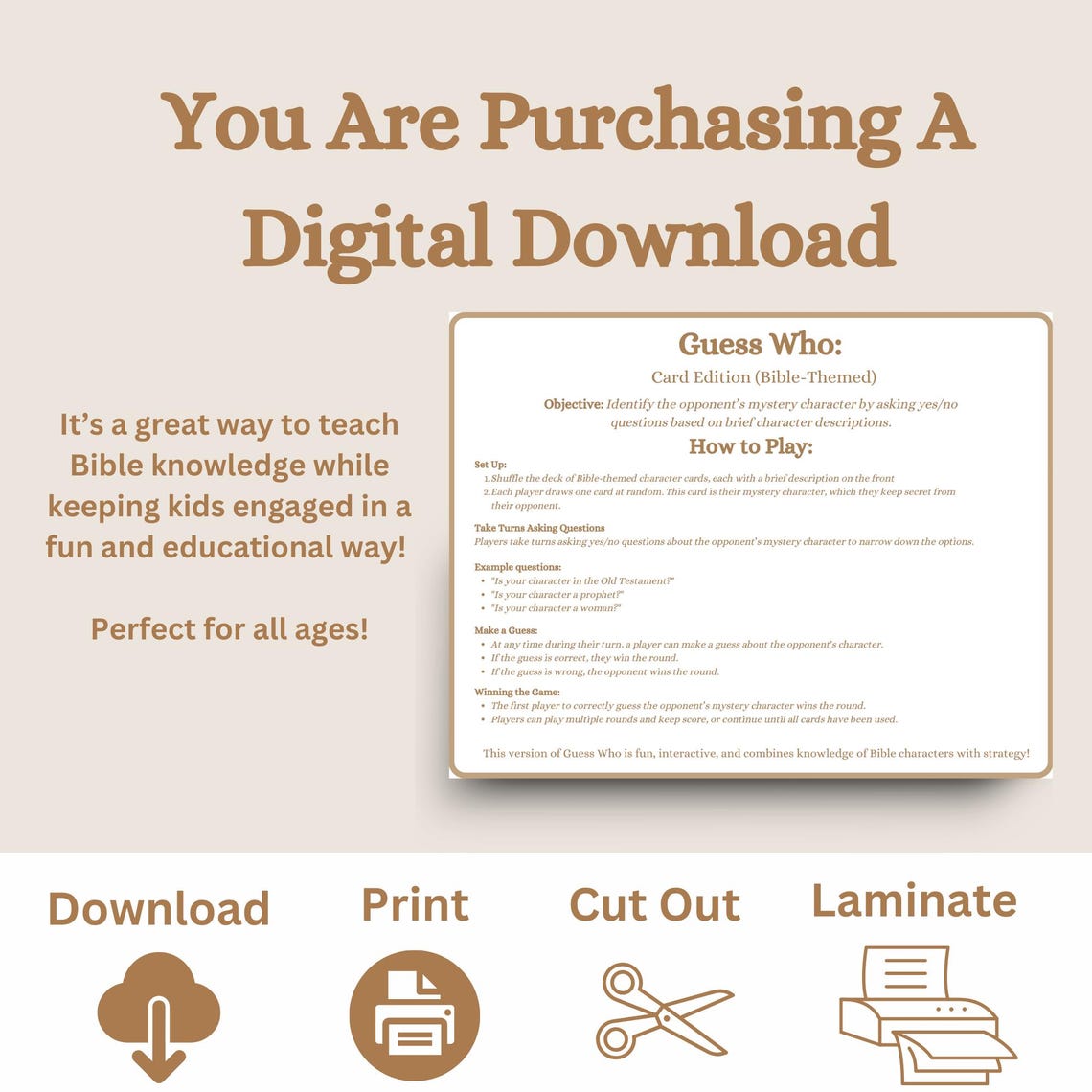 Bible Game, Bible Guess Who, Christian Faith, Bible Game for Kids ...