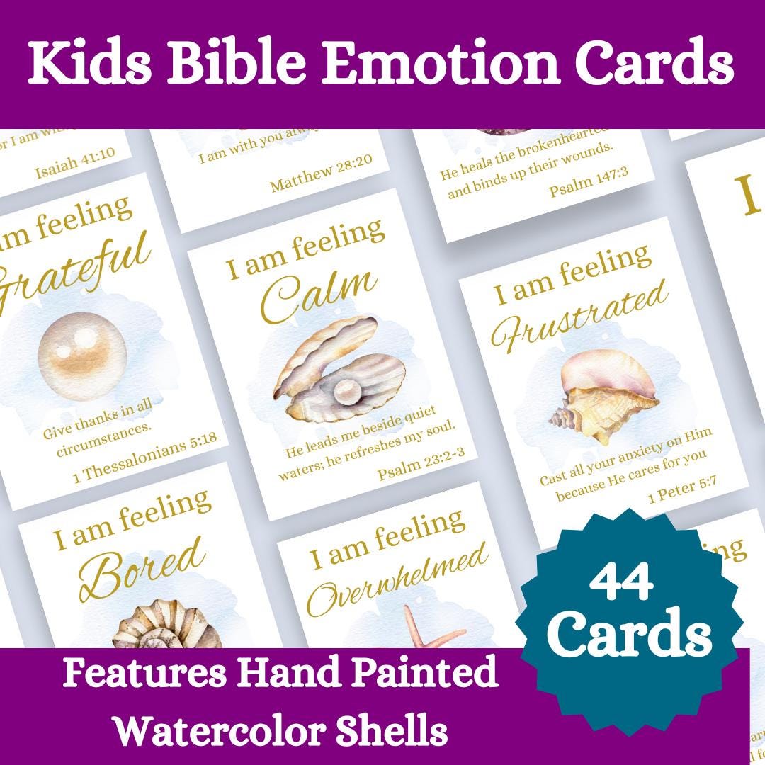 Bible Emotion Cards, Kids Religious Learning Cards, Kids Emotion Cards ...