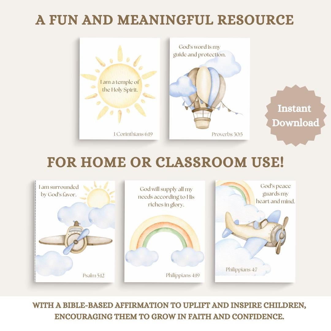 Bible Affirmation Cards, Kids Religious Affirmation Cards, Christian ...