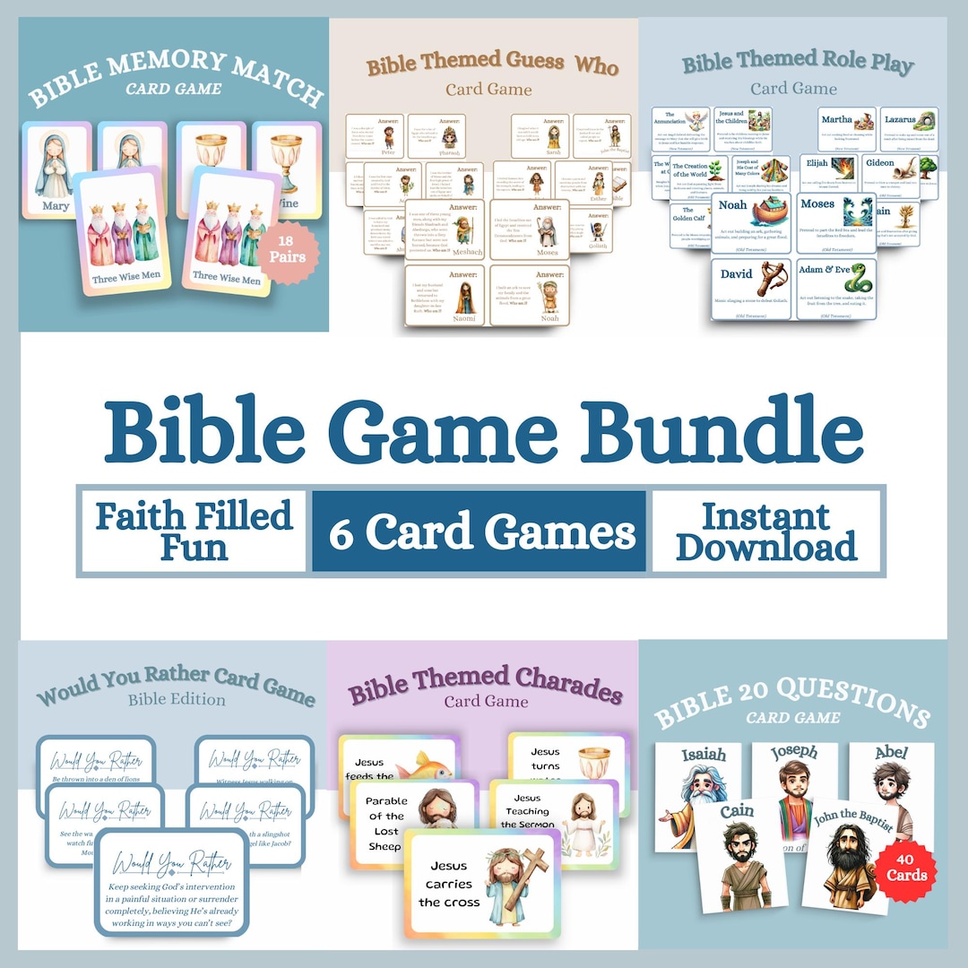 Bible Card Games Bundle, Bible Games, Christian Games, Christian Faith ...