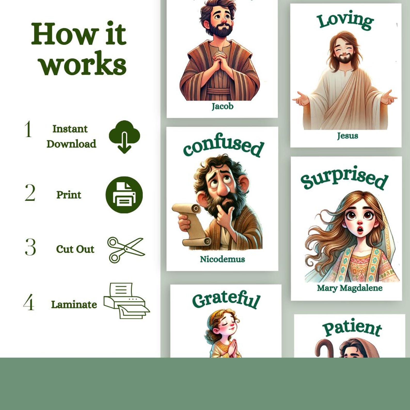 Emotions of the Bible Cards for Kids – Christian Emotional Learning ...